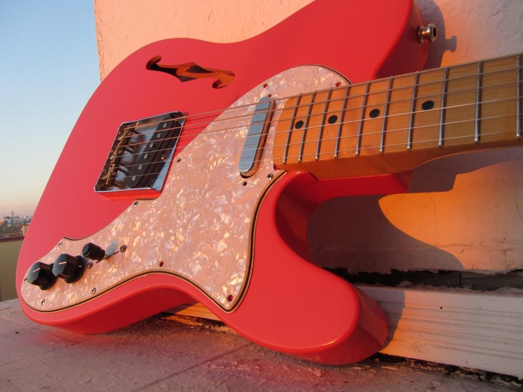 Fiesta Red Tele Thinline now BBBBIGSBYbetterered - OffsetGuitars.com