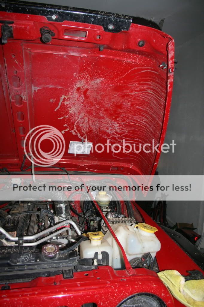 Coolant explosion on underside of hood... | Jeep Enthusiast Forums